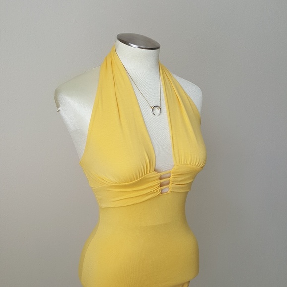 morena | Tops | Nwot Bright Yellow Halter Top | Poshmark